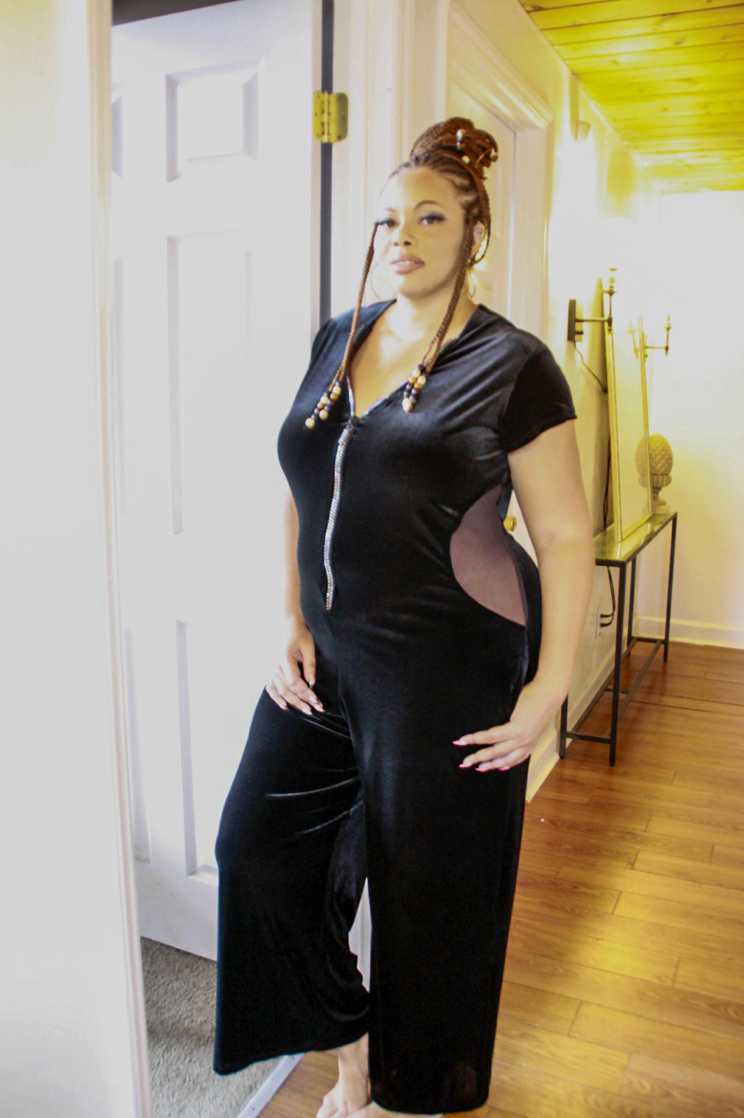 Sasha Jumpsuit - Rhinestone Zipper – Empress Laine